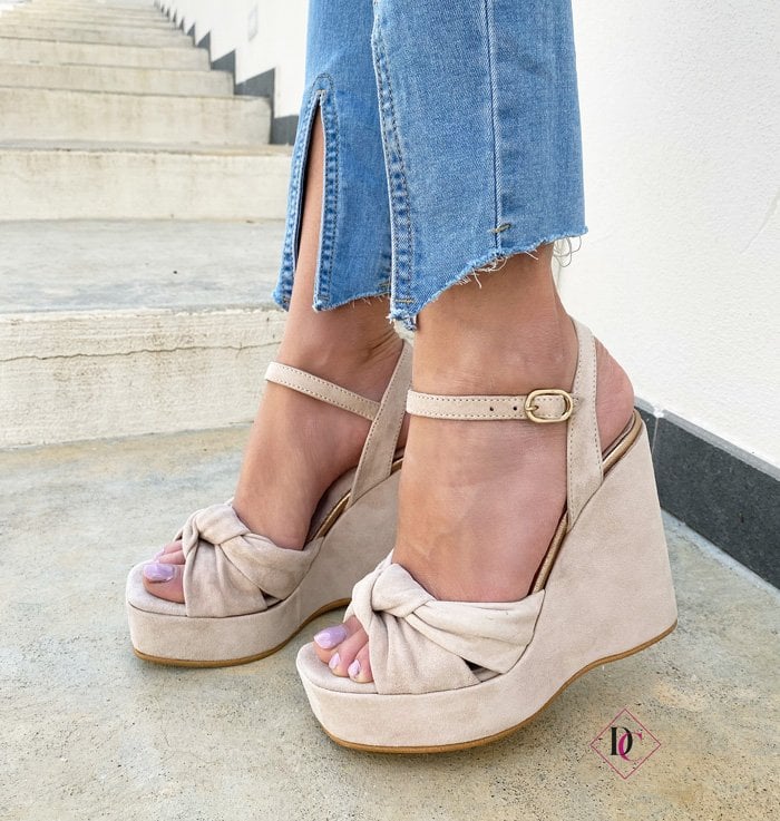 Sandali eleganti Iride vera pelle con zeppa alta 12 cm