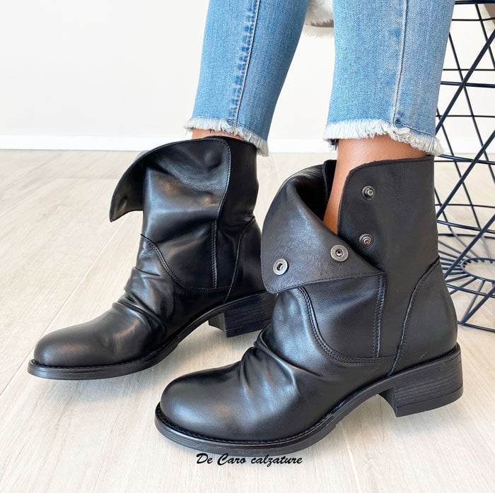 Stivaletti bassi Bard bikers vera pelle gambale risvoltabile