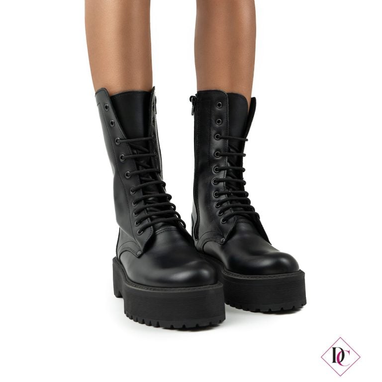 Anfibi Minnesota vera pelle caviglia alta e zeppa platform