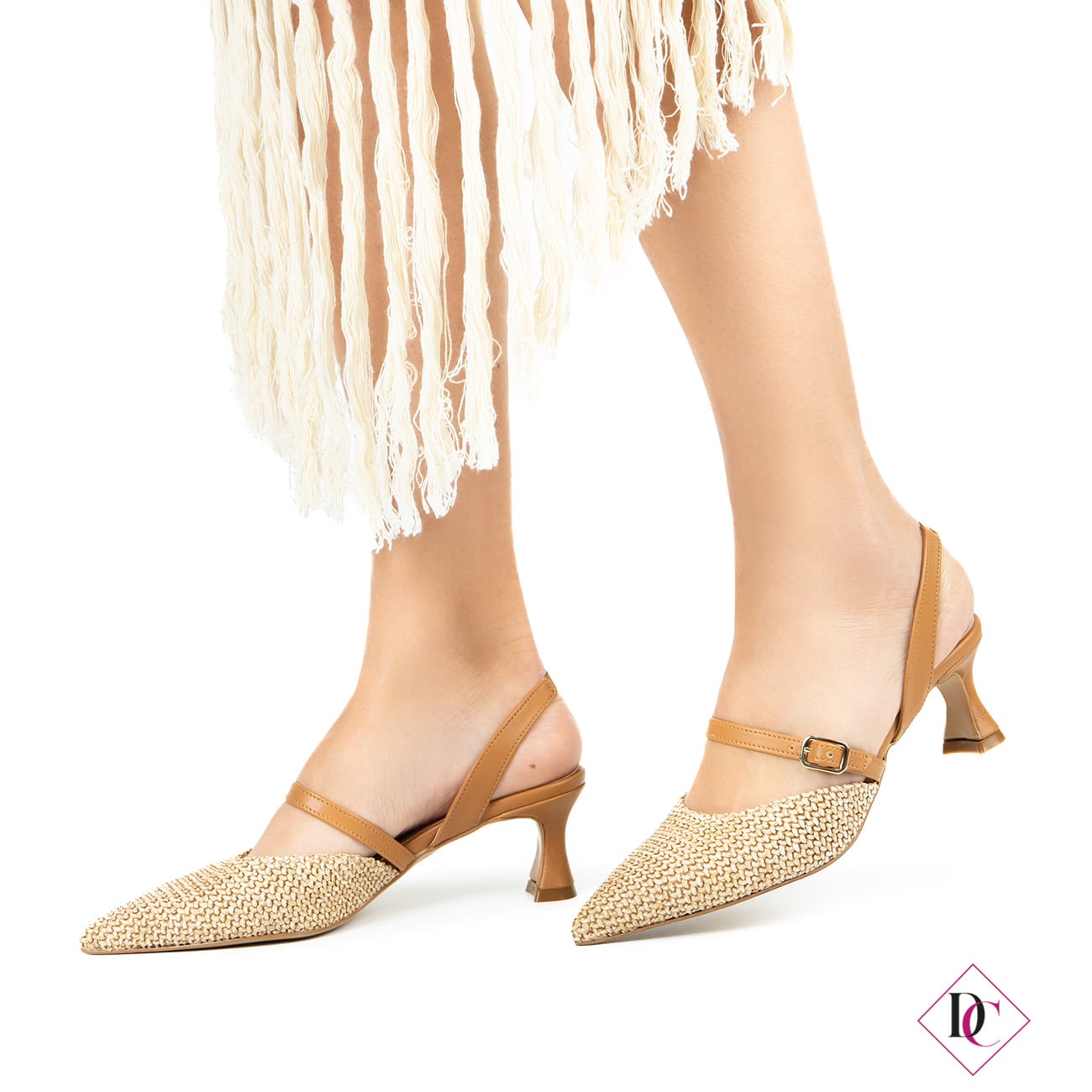 Décolleté Lucca slingback eleganti in rafia edizione limitata