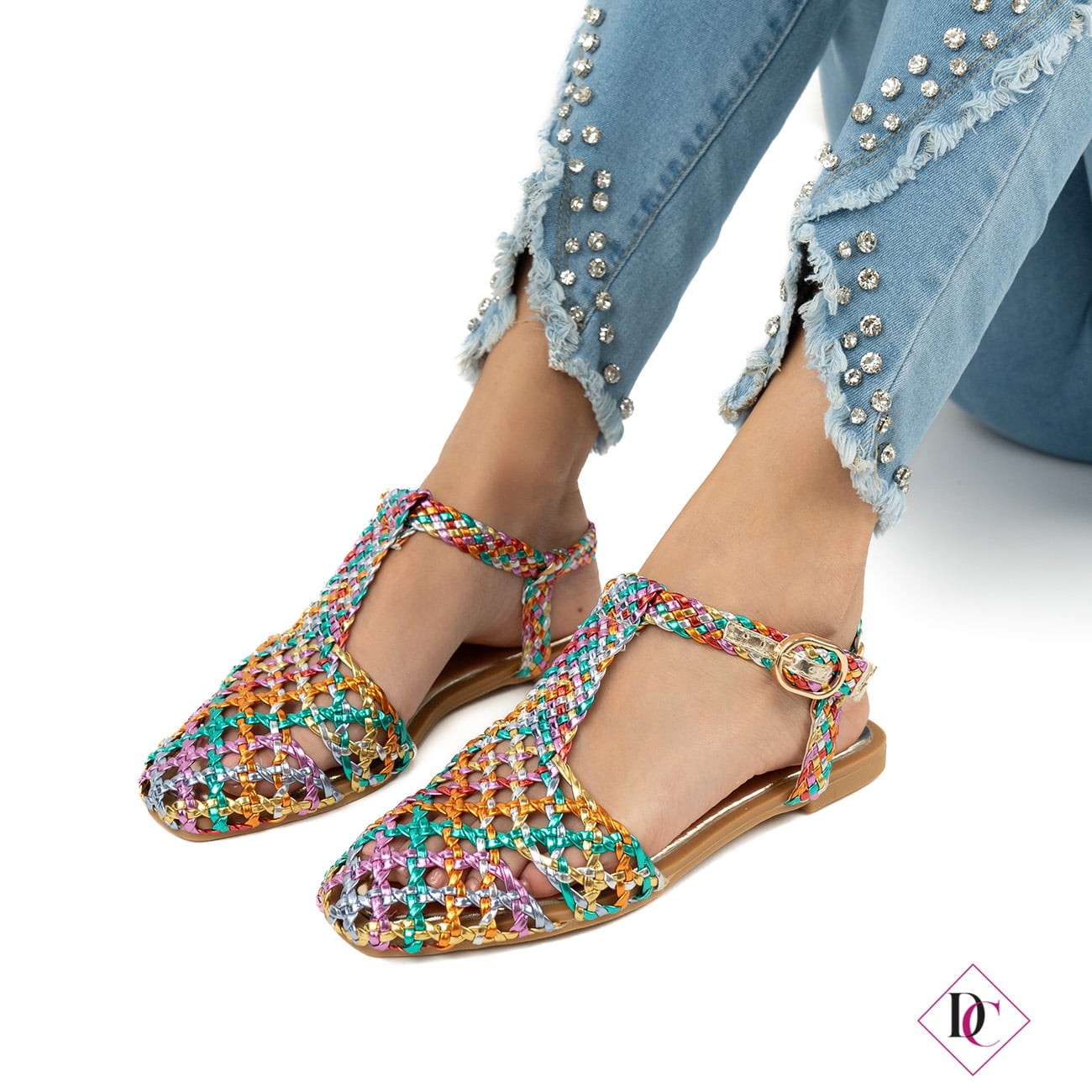 Sandali bassi Afrodite punta chiusa ballerine intrecciate